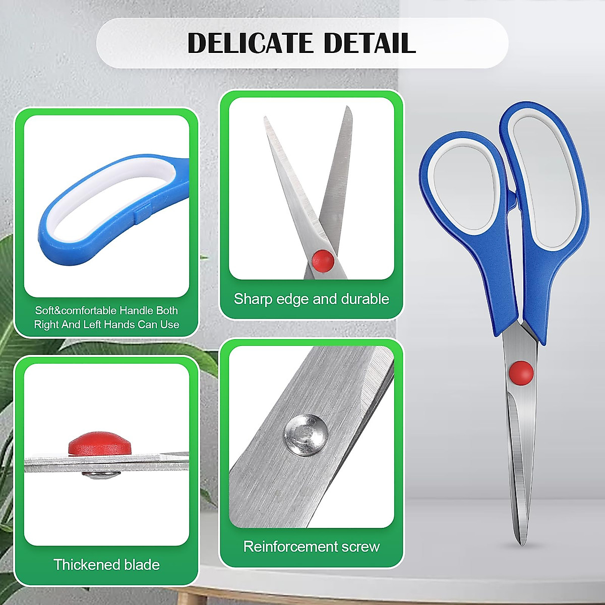 Therwen 50 Pack Multipurpose Scissors Bulk Craft Fabric Cutting Scissors Stainless Steel Sharp Scissor Craft Shears Comfort Grip Handles for Office Home School Student Art Supplies (Blue,7.5 Inch)