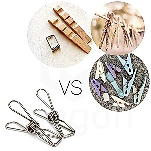 85 Pack Clothes Pins, Multi-Purpose Stainless Steel Wire Clip for Clothes, Paper Files, Snacks Seal in Outdoor Clothesline Home Travel Office