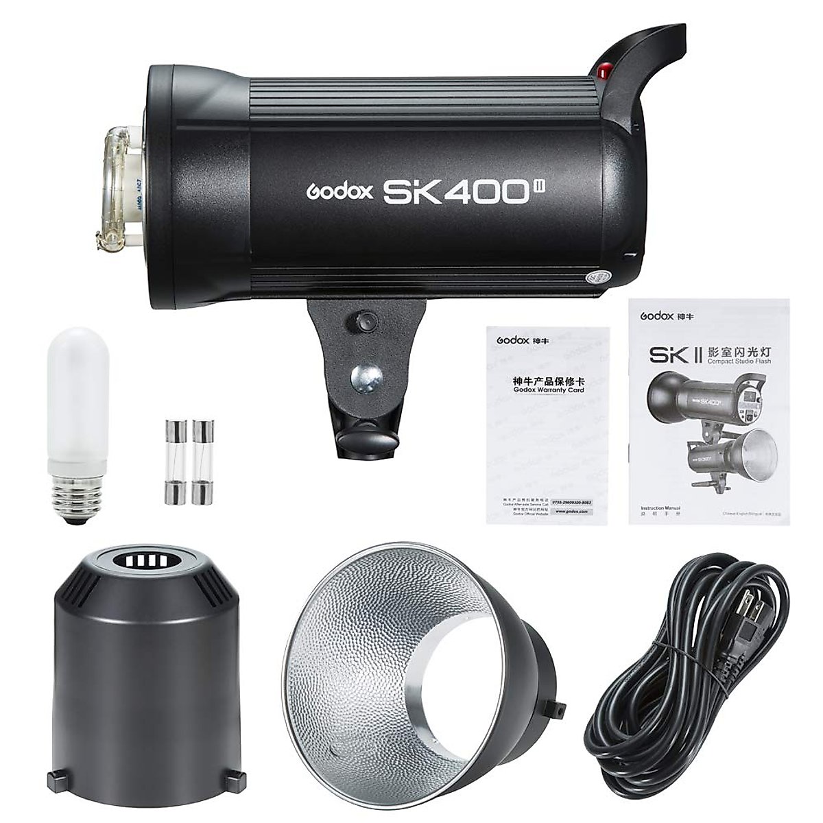 Godox SK400II Studio Strobe 400W, 2.4G Wireless X System GN65 5600K Monolight with Bowens Mount 150W Modeling Lamp, Outstanding Output Stability, Anti-Preflash
