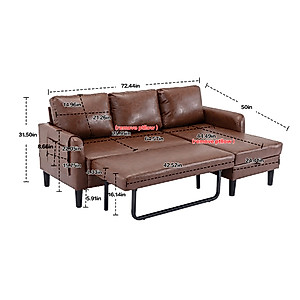 Eafurn 3 Seater Sectional Sofa with Chaise Lounge and Storage,L Shaped Convertible Couch Pull Out Bed,Comfy Velvet Upholstery Corner Sofa & Couches Button Tufted Living Room Furniture Sets