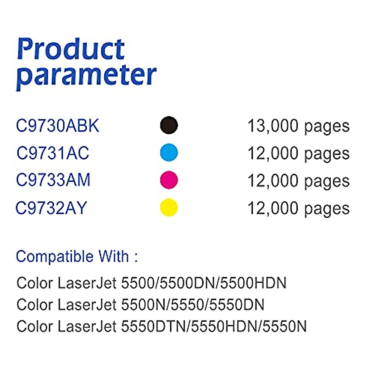 EASYPRINT Compatible 645A (C9730A C9731A C9732A C9733A) Toner Cartridges Replacement for Color Laserjet 5500, 5500n, 5500dn, 5500dtn (BK/C/M/Y, Total 4-Pack)