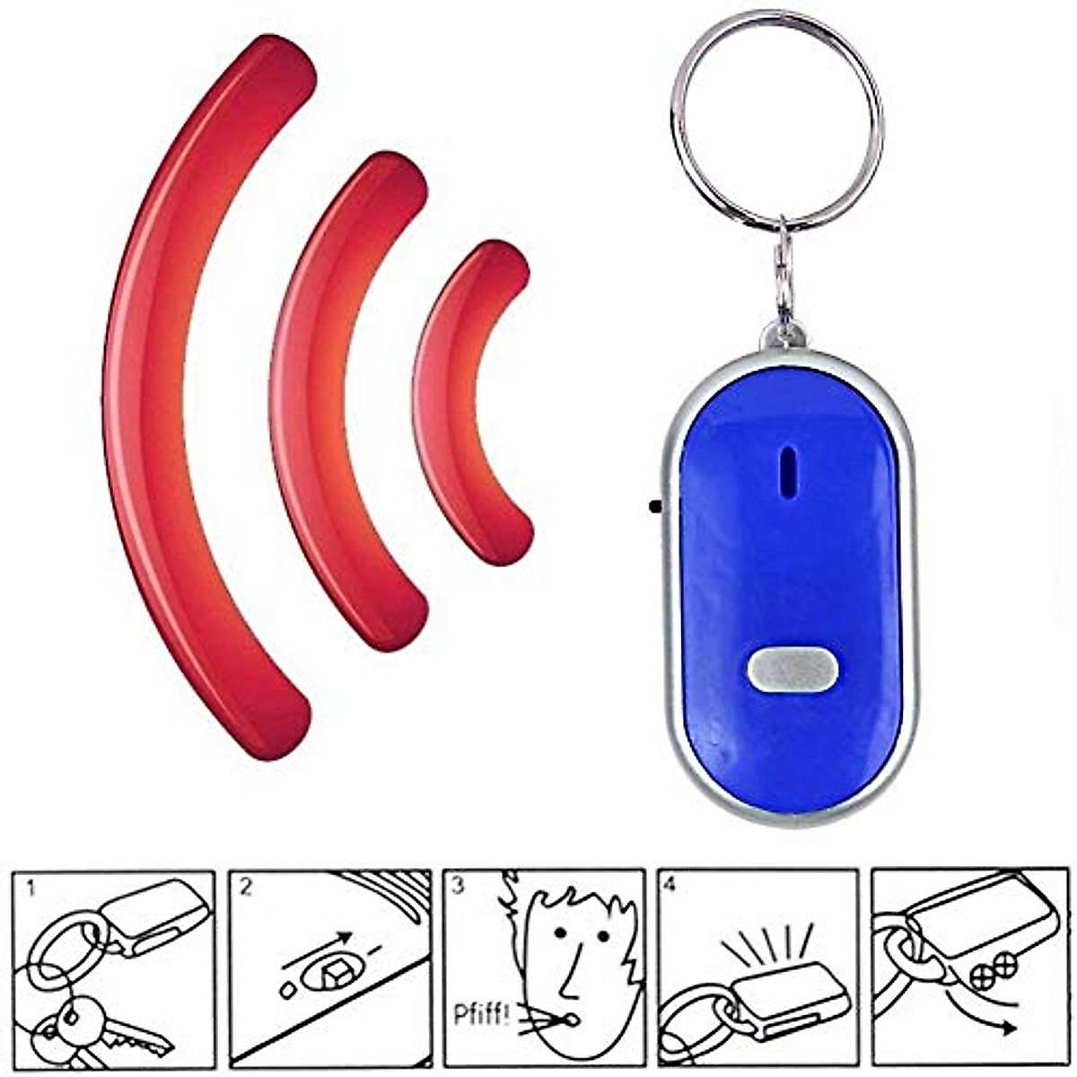 Key Finder, Voice Control Anti-Lost Device, Key Finder with Whistle, Pet Keychain Locator, Key, Suitcase (Blue)