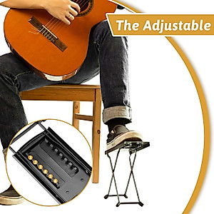 2 Pieces Guitar Foot Stool 6 Position Height Adjustable Guitar Foot Rest Adjustable Guitar Rest Step Footstool Black for Classical Guitar Player