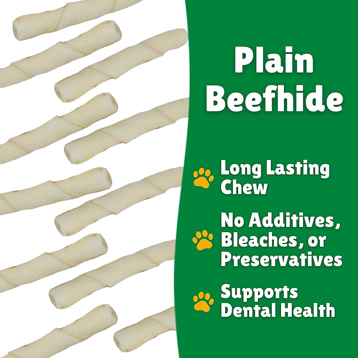 Lucky Premium Treats Plain Rawhide Sticks – All-Natural Rawhide Dog Treats for Extra Small Dogs, Gluten Free Premium Toy Breed Dog Treats (50 Chews)