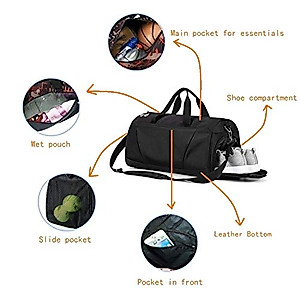 Sports Gym Bag with Wet Pocket & Shoes Compartment for Women & Men