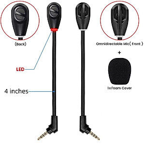 Cloud Flight MIC, Boom Microphone Replacement for Kingston Cloud HYPERX Cloud Flight and Flight S Gaming Headset on PS5, PS4, Xbox One, PC, Mac, Phone, Noise Cancelling