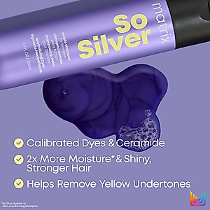 Matrix So Silver Purple Shampoo| Color Depositing & Toning | Refreshes Hair & Neutralizes Yellow Tones | For Blonde and Silver Hair | For Color Treated and Natural Hair | Salon Shampoo