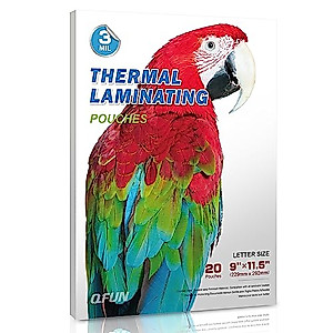 Qfun Laminator Machine and Laminating Pouches Bundle, 9-inch Lamination with Letter Size Laminating Sheets, 3mil 20pack