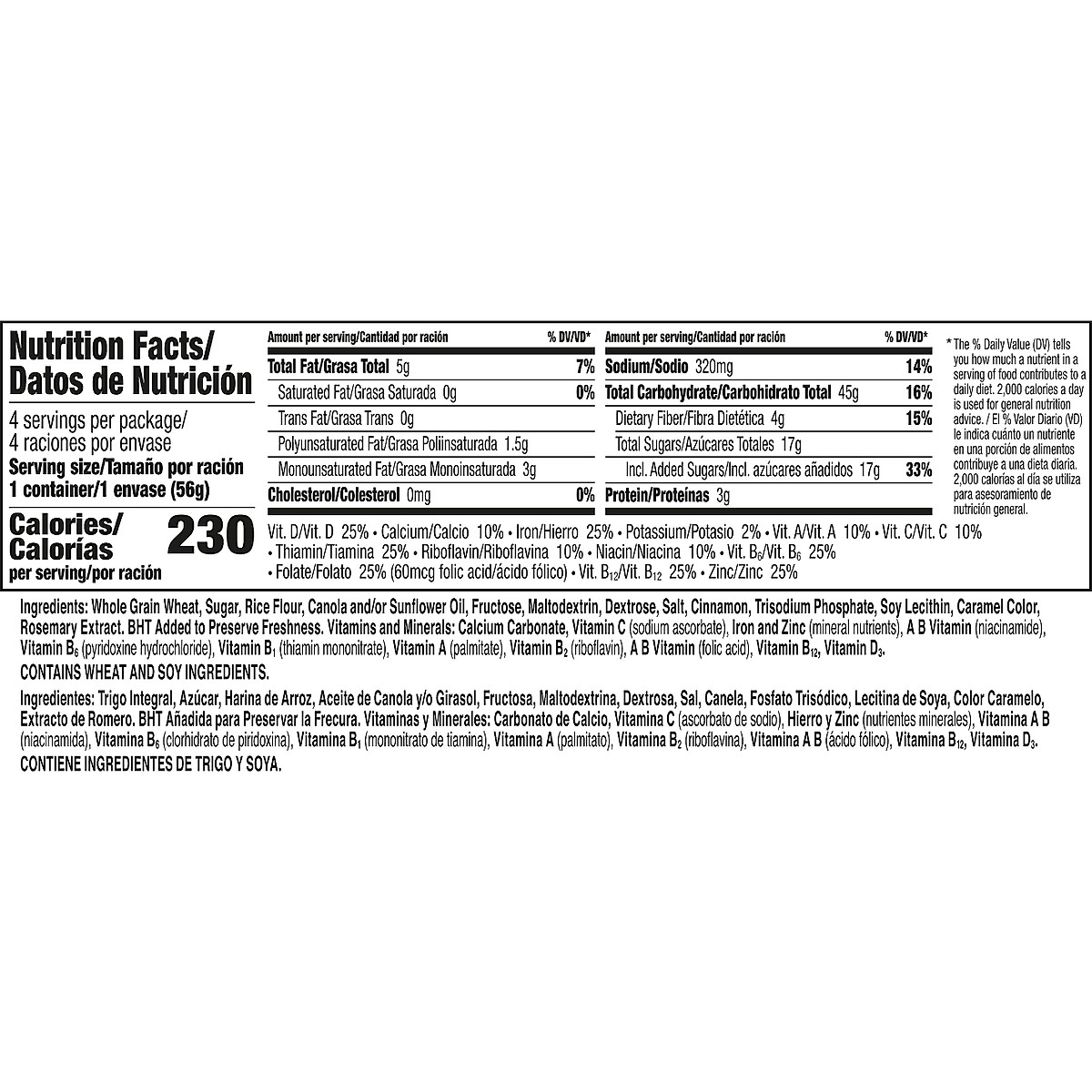 Original Cinnamon Toast Crunch Breakfast Cereal, 4 Pack 8 OZ Cereal Cup