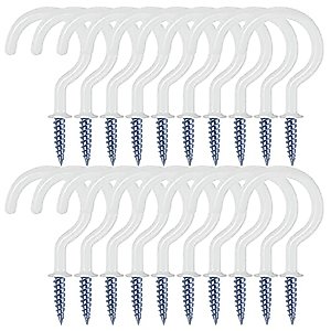 WaterLuu 20 Pack 2.9 Inch Ceiling Hooks,Plant Hooks, Vinyl Coated Screw-in Wall Hooks, Plant Hooks, Kitchen Hooks, Cup Hooks Great for Indoor & Outdoor Use (20 White)