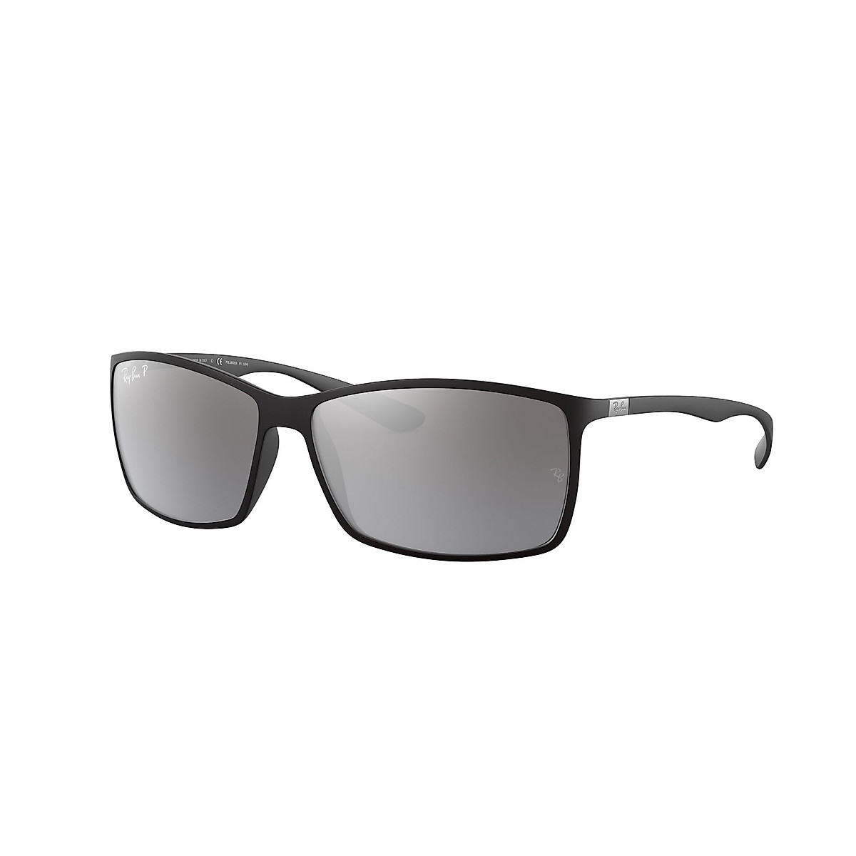 Ray-Ban Men's RB4179 Liteforce Square Sunglasses, Matte Black/Polarized Grey Mirrored Gradient Silver, 62 mm