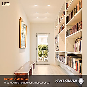 SYLVANIA 5”/6” LED Slim MicroDisk Recessed Downlight with Trim, 16W=100W, 5 CCT Selectable (2700K, 3000K, 3500K, 4000K, 5000K), Dimmable, Wet Rated / UL / Energy Star - 12 Pack (62238)