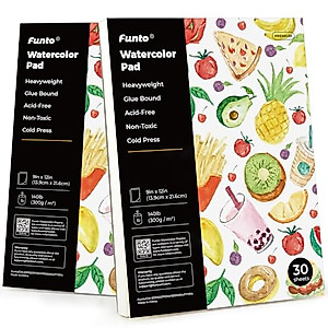 Funto Watercolor Paper Pads, 9x12, 140lb/300gsm, 30 Sheets Each, Cold Pressed, Acid-Free Heavyweight Art Paper for Painting, Drawing