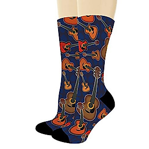 ThisWear Music Accessories Music Themed Socks Guitar Lover Gifts for Musicians 1-Pair Novelty Crew Socks