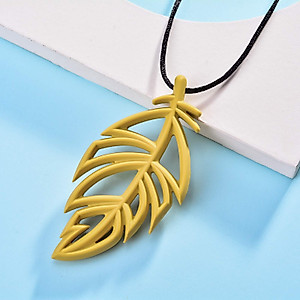 Chew Necklaces for Sensory Kids Adults, Baby Teething Leaf Beads Necklace,Chewy Silicone Leaf Teether BPA-Free,1 Pack