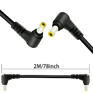 GINTOOYUN 2 PCS DC 5.5MM x 2.5MM 90 Degree Male to Male Plug Cable, 18AWG Right Angle DC5525 Power Cable Extension Cord for Strip Lihgt,CCTV,Monitors,etc(2m)