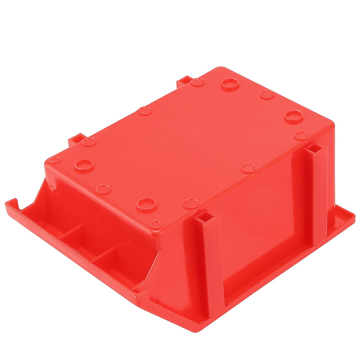 HOIGON 12 Pack Red Garage Storage Tool Bin, 7.09 x 4.72 x 3.15 Inch Plastic Hanging Stacking Stackable Organizer Storage Rack for Hardware Tools Organization, Workshop, Small Parts