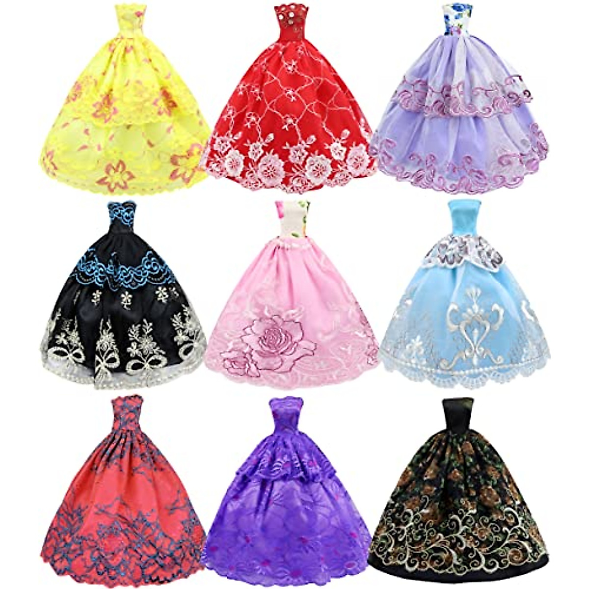 ZITA ELEMENT Lot 5 Handmade Fashion Party Dress Outfit for 11.5 Inch Girl Doll Clothes Xmas Gift- Random Style.