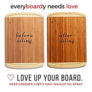 Bamboo Cutting Board Housewarming Gift Set - With Bonus 3-Piece Cooking Utensils - Wooden Spoon, Salad Tongs and Wood Spatula - Mother's Day, Wedding & Kitchen Gadgets Gift Idea