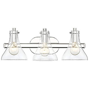 Possini Euro Design Sorren Industrial Modern Wall Light Polished Chrome Silver Hardwired 20 1/2" 3-Light Fixture Curving Clear Glass Shade for Bedroom Bedside Bathroom Vanity Living Room Hallway