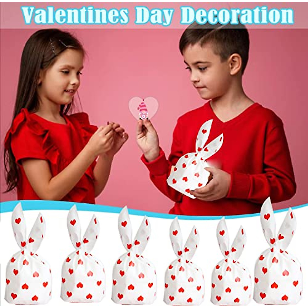 Ausejopeac 50 Pieces Valentines Day Heart Candy Bags Red Love Heart Candy Bags for Valentine's Day, Jewelry Packaging, Wedding Party