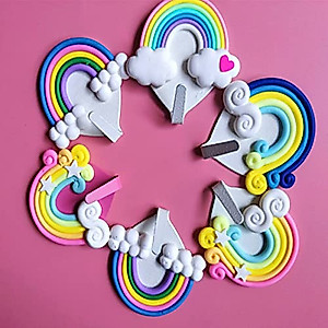 Cabilock 10Pcs Clouds Star Rainbow Storage Hooks Adhesive Wall Hooks Sundries Hooks Wall Mounted Key Coat Hat Hanger for Bathroom Living Room Bedroom