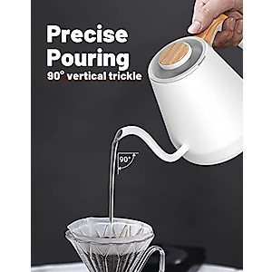 MeeLeya Electric Gooseneck Kettle with Temperature Control, Pour Over Coffee Kettle & Tea Kettle, Electric Kettle 1200 Watt, 0.8L (White)