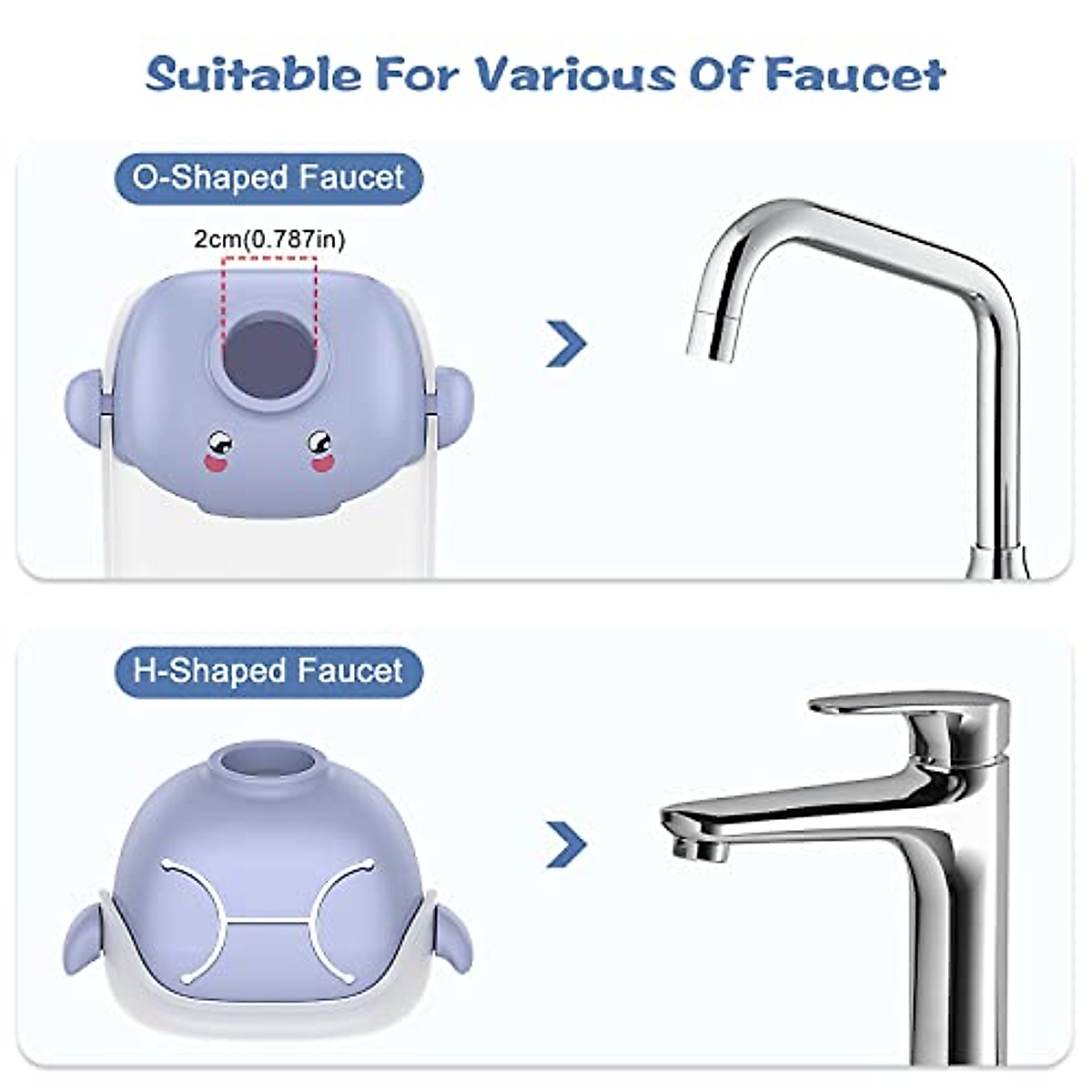 Maliton Faucet Extender for Toddlers, Sink Extender for Kids Hand Washing, Suitable for Bathroom, Kitchen, Bathtub Sink, Fits Most Faucets (2 Pack, Blue)