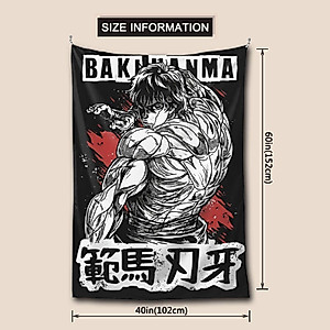 Flokoo Anime Baki The Grappler Baki Hanma Tapestry Wall Art Decor Hanging For Living Room Dorm Kitchen Bedroom Home 40x60 Inch