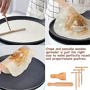 Crepe Spreader and Crepe Spatula Turner Set,Convenient Sizes to Fit Any Crepe Pan Maker - 100% Natural Wooden Crepe Spatula Set for Crepe Tools