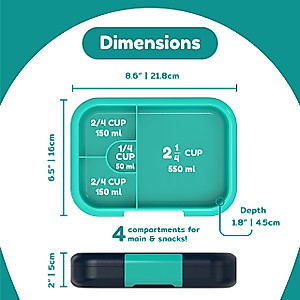 BOZ Bento Box for Kids - Kids Bento Lunch Box for Ages 3 to 7 – Toddler Lunch Box for Daycare – Leak Proof 4 Compartments Kids Lunch Container – Dishwasher Safe Kids Bento Box – Space Lunch Box