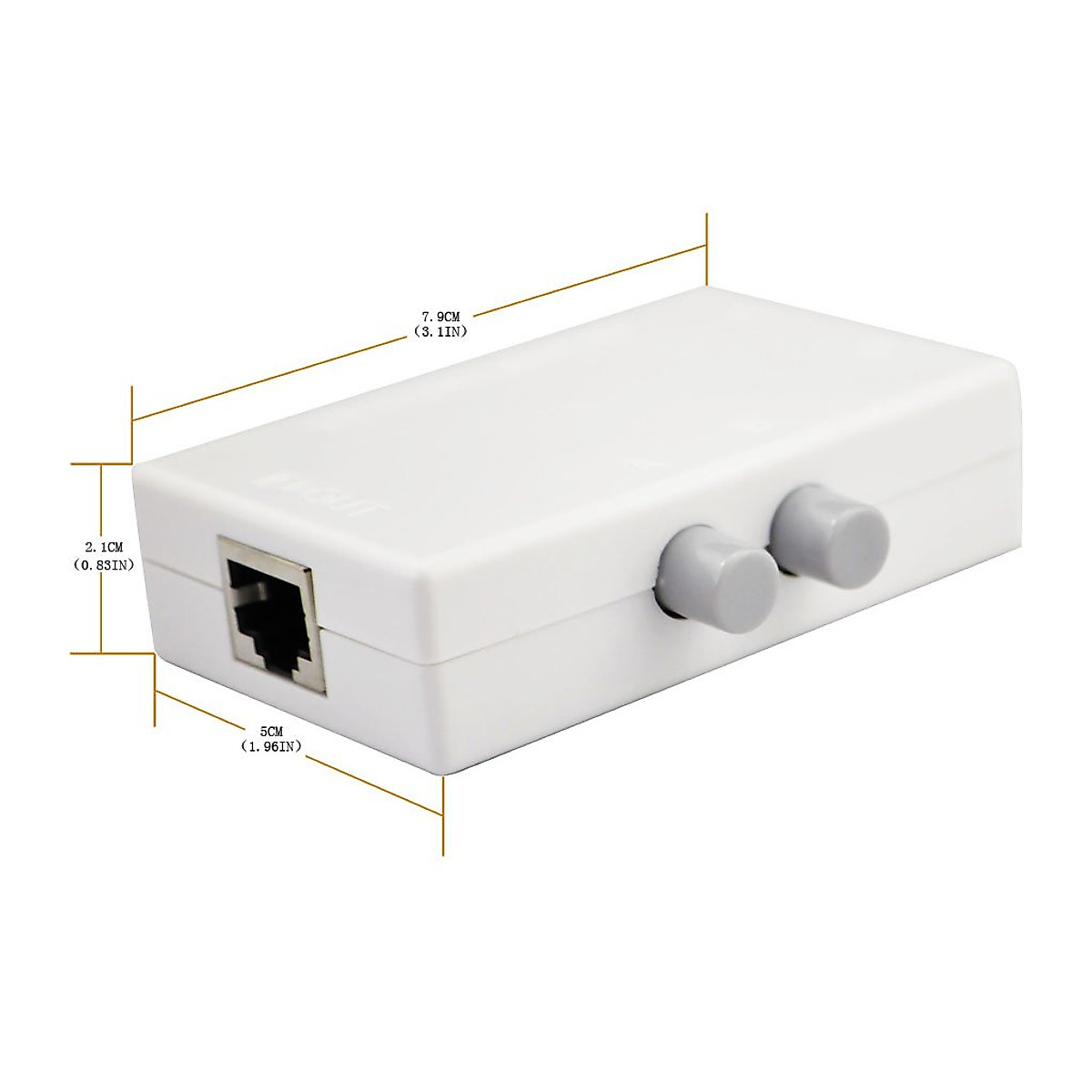 iKKEGOL Mini 2-Port RJ45 Network Key-Press Switch Splitter Selector Box 100M 2-in 1-Out or 1-in 2-Out