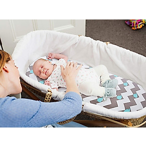 COSMOPLUS Bassinet Sheet Set 2 Pack Stretch Fitted Cradle Fitted Sheets for Bassinet Pads/Mattress, for Boys Girls,Unisex,Ultra Soft,Whale/Cloud