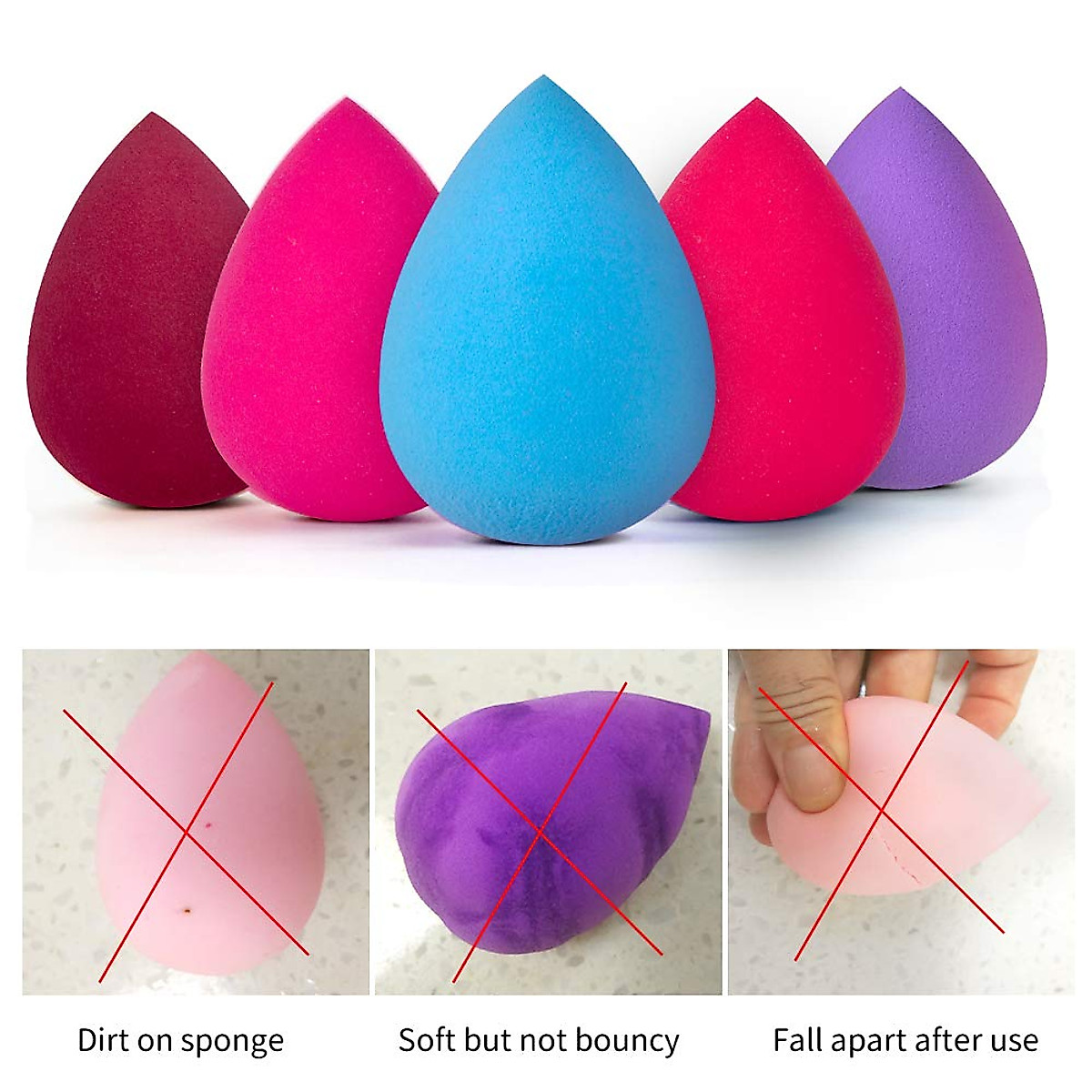 GUIGUDESN 5Pcs Makeup Sponges,Multi-Colored Facial Sponges Beauty Blender Sponge Egg Mix Sponge Foundation Applicator Makeup Sponge