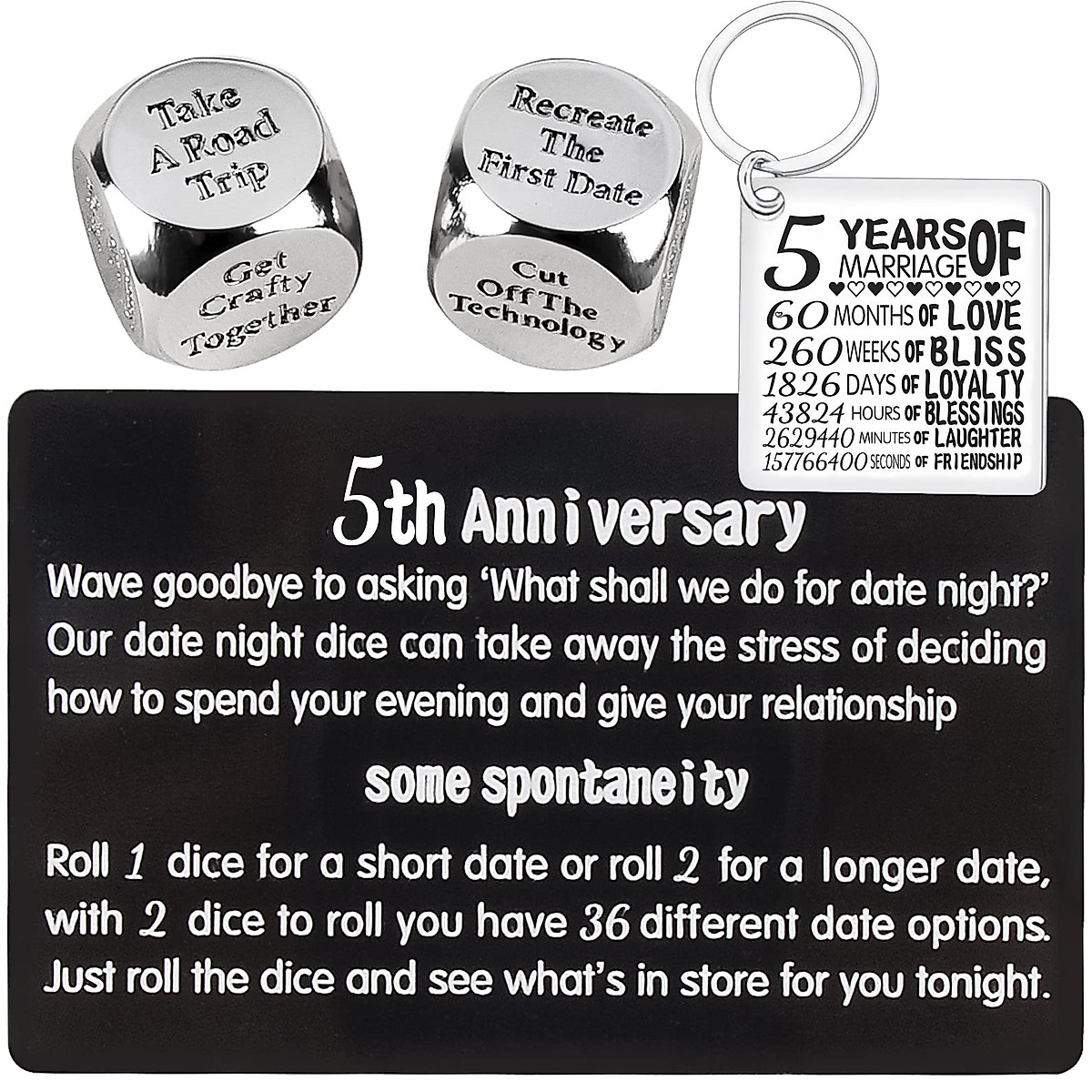 5th Anniversary Dice,5th Wedding Anniversary Dice for Couples,5 Years Anniversary Date Night Dice Gift,5 Years Anniversary for Her,5th Anniversary for Husband,5th Anniversary