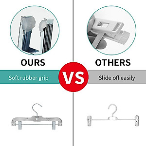 Perfecasa Clear Plastic Skirt & Pants Hangers 20 Pack, Clips Hanger for Pants, with Strong Metal Clips, Skirts, Trunks, Acrylic Hangers, Heavy Duty Vics 5131 Apparael Store Hangers
