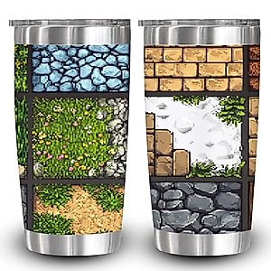 FOCIUZTA 20oz Pixel Art Tumbler with lid, Travel Coffee Cup, Ideal for Easter, Gaming Enthusiast, Mother Day, and birthday gifts