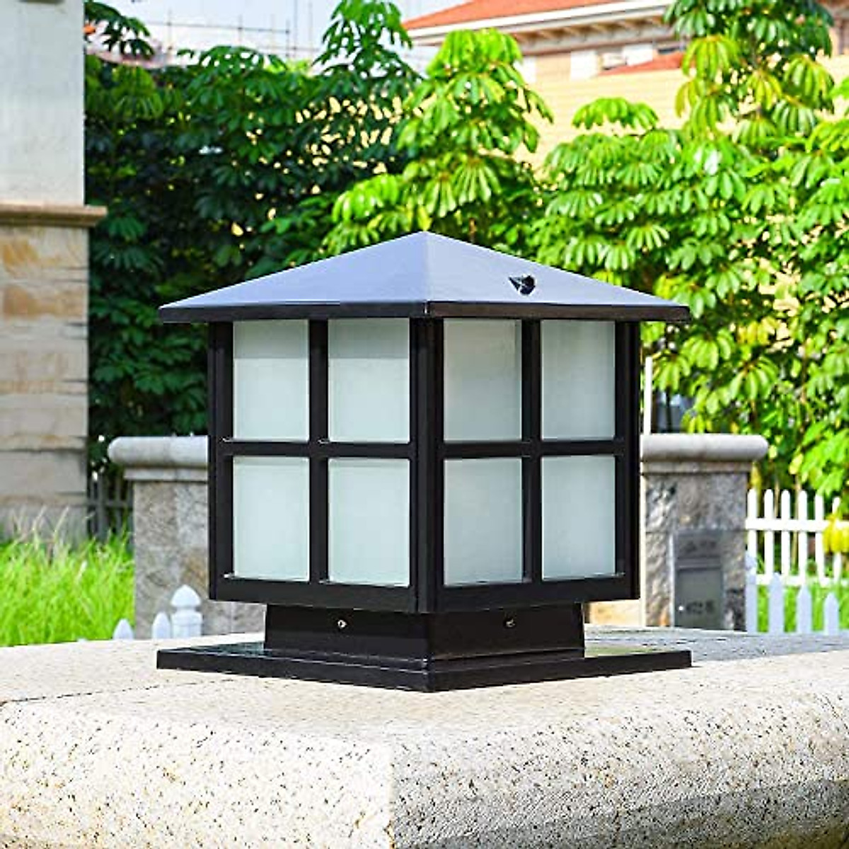 CZLZY Outdoor Post Light Fixtures Aluminum Square E27 Column Light Patio Garden Waterproof Pillar Lamp Acrylic Lamp Shade Villa Fence Pedestal Light Street Light Lawn Landscape Light
