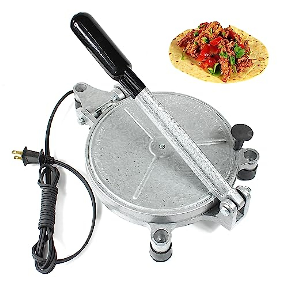 Electric Tortilla Press Maker Chapati Machine Flour Burrito Roti Press (8 IN)