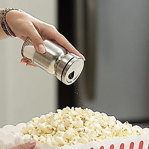 Stainless Steel Salt And Pepper Shakers Set,with Clear Glass Bottom,Spice Shakers with Adjustable Pour Holes,Classic Salt Pepper Shaker for Table,RV,Camp,BBQ(2 PACK)