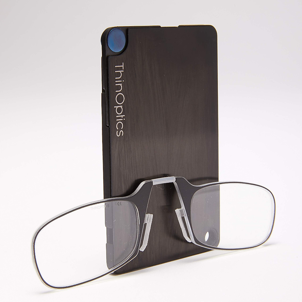 ThinOptics Reading Glasses + FlashCard Case | Black Frame, 1.50 Strength Readers