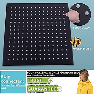 Luxury Black Multi Shower Head System, HOMEDEC 16inch LED Full Rain Shower System with Body Jets, Rainfall Thermostatic Shower Large Flow, Can Use All Functions at A Time