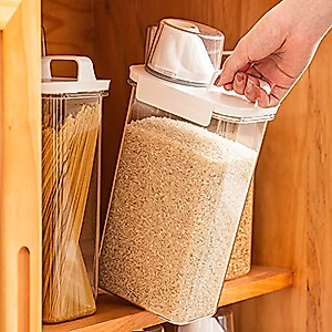 Bigougem Clear Cereal Storage Containers with Lids Airtight, Large Diameter Kitchen Storage Containers for Flour Rice Beans M