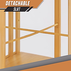 SFIHOME 5-Tier Rotating Bookshelf Tower, 360° Tall Floor Standing Bookcase Book Shelf, Bamboo Narrow Bookshelves Storage Display Rack Shelves for Corner, Living Room, Office, Natural