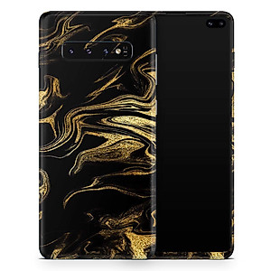 DesignSkinz Black & Gold Marble Swirl V7 2 Protective Vinyl Decal Wrap Skin Cover Compatible with The Samsung Galaxy S20 (Screen Trim & Back Glass Skin)