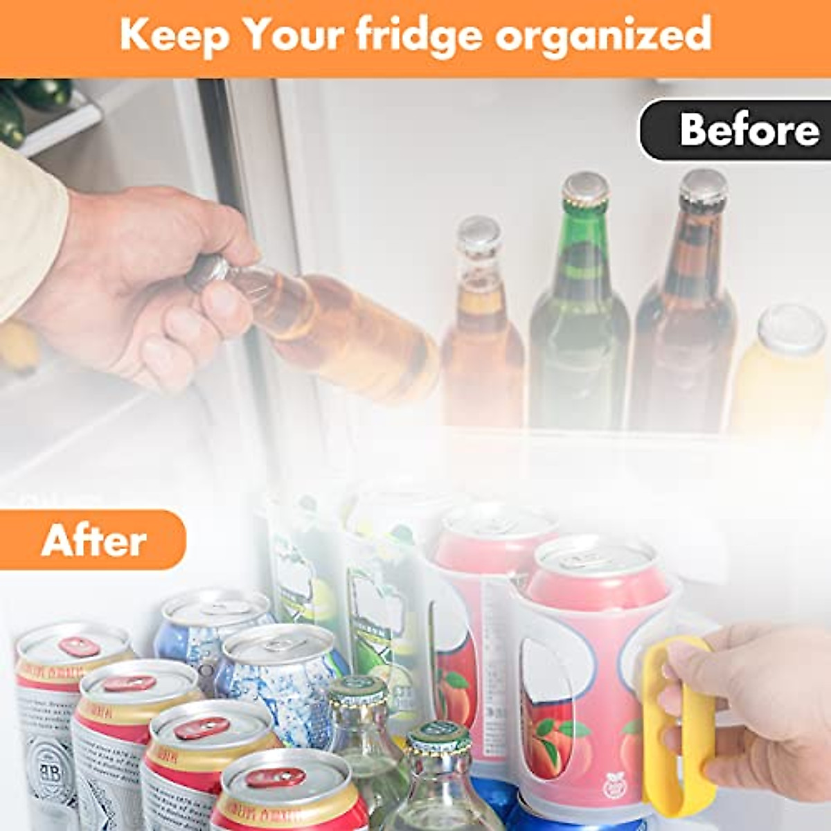 Portable Soda Can Organizer for Camping/Fridge Drink Organizer,6 x 4 Beverage Soda Can Storage Holder Beer Can Racks,Beverage Holder for Outdoor Camping Kitchen Can Organizer