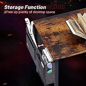 ODK Computer Writing Desk 47 inch, Sturdy Home Office Table, Work Desk with A Storage Bag and Headphone Hook, Vintage