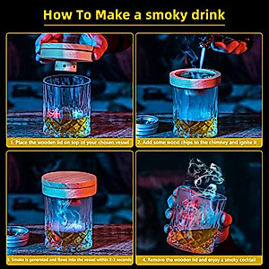 Cocktail Smoker Kit with Torch, 4 Kinds of Wood Chips for Drink Smoker Infuser Kit, Bourbon/Whiskey Smoker Accessories, Old Fashioned Smoker Kit as Ideal Gifts for Men, Dad, Husband