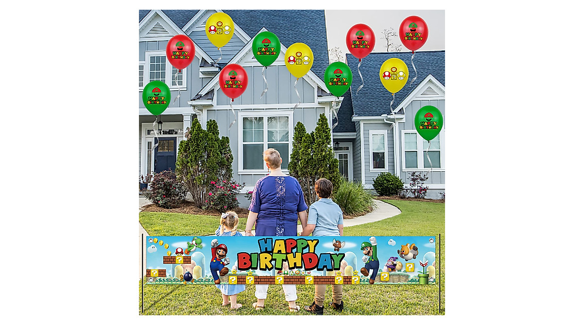 Mario Party Banner & Balloons for Epic Birthday Decor