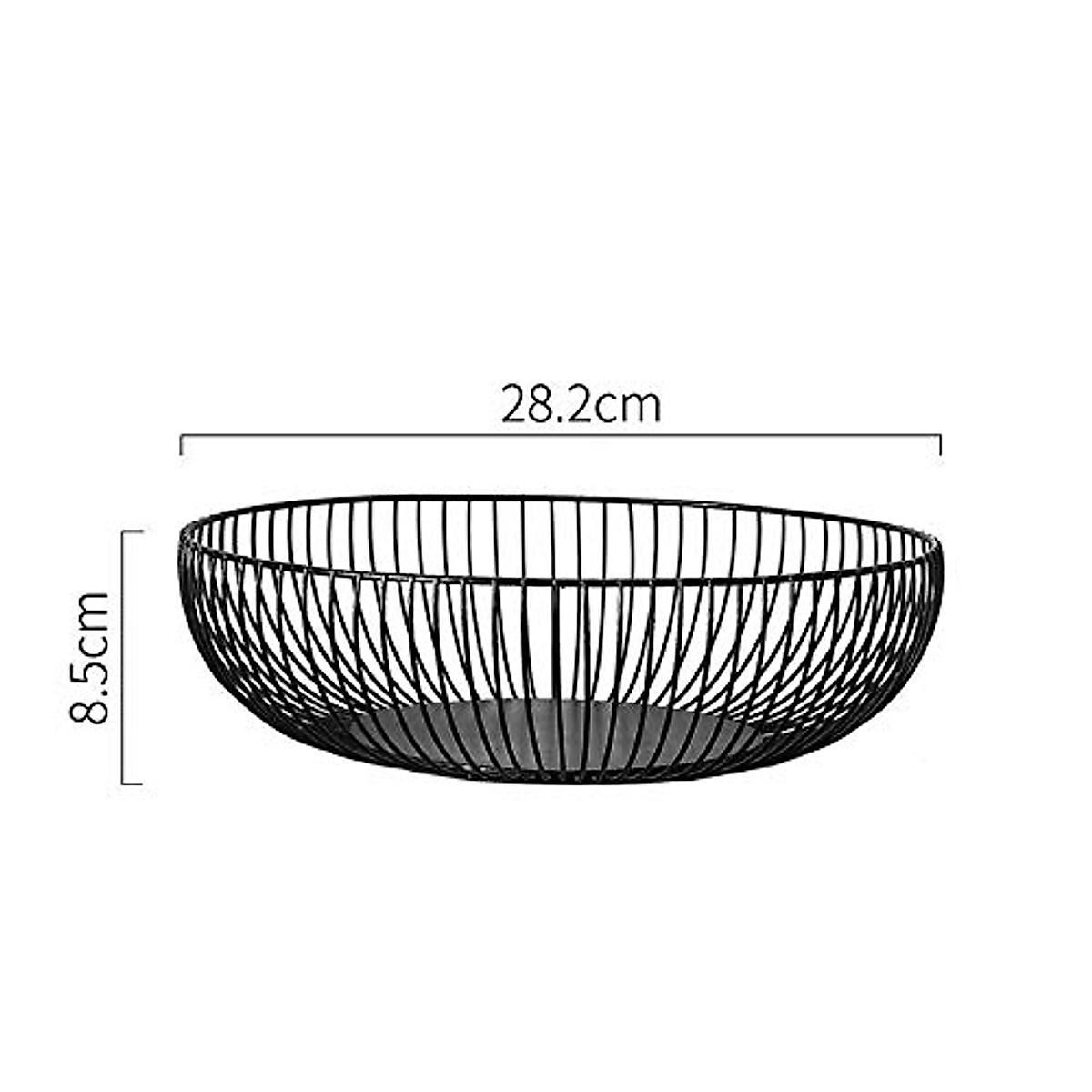Cq acrylic Metal Wire Fruit Basket,Large Round Storage Baskets for Bread,Metal Wire Bread Fruit Bowl Vegetable Stand Holder for Snacks,Modern Fruit Bowl Decorate Kitchen Counter,Black
